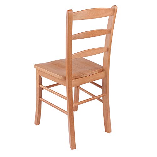 Contemporary Home Living Set of 2 Light Oak Beige Dining Chairs with Ladder Backrest, 34.50