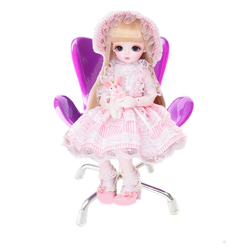 2 Pcs Miniature Purple Chair 1:6 Scale Miniature Plastic Chair Miniature Chair DIY Mini Chairs Simulation Colorful Armchair Backrest Swivel Egg Chair for Mini House Accessories