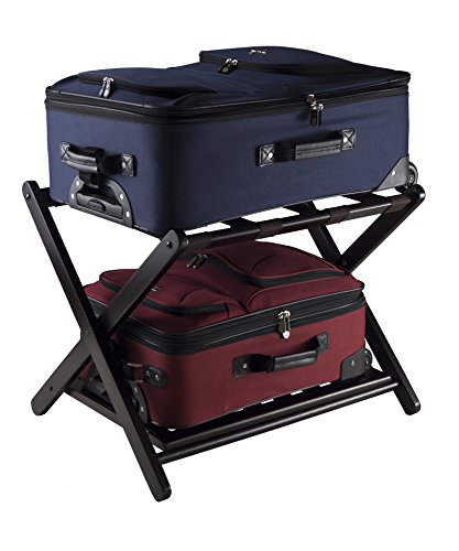 Contemporary Home Living 26.5" Espresso Unique Reese Luggage Rack with Shelf