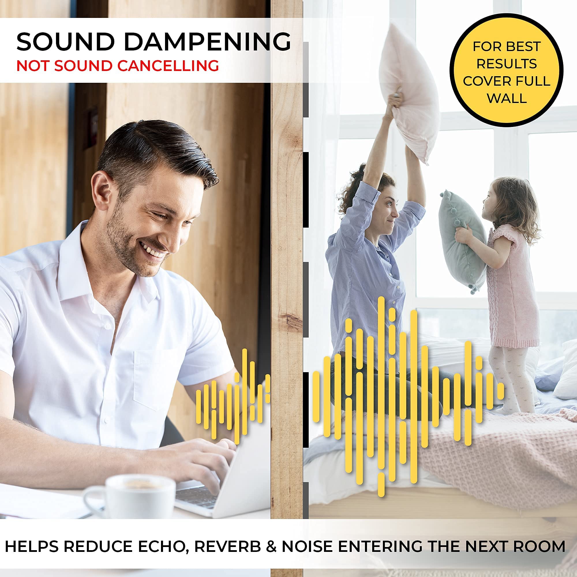 12 Pack Sound Proof Foam Panels in Black and White Beveled Edge | New High Density Triangle Sound Dampening Panels with 3M Tape for Studio, Home & Office | Soundproof Foam Acoustic Panels (Black/Gray)