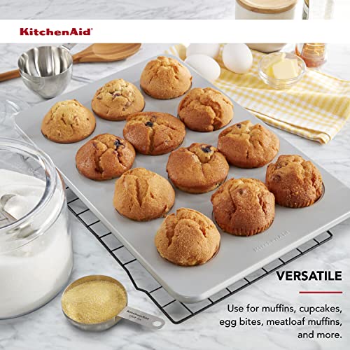 KitchenAid Nonstick Aluminized Steel Muffin Pan, 12-Cup, Silver