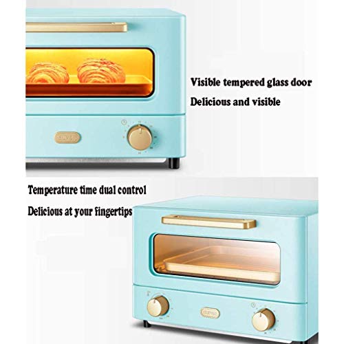 12L Mini Oven Electric Cooker and Grill, Home Baking Small Oven Timer Double Glass Door Convection Toaster Oven Happy Life