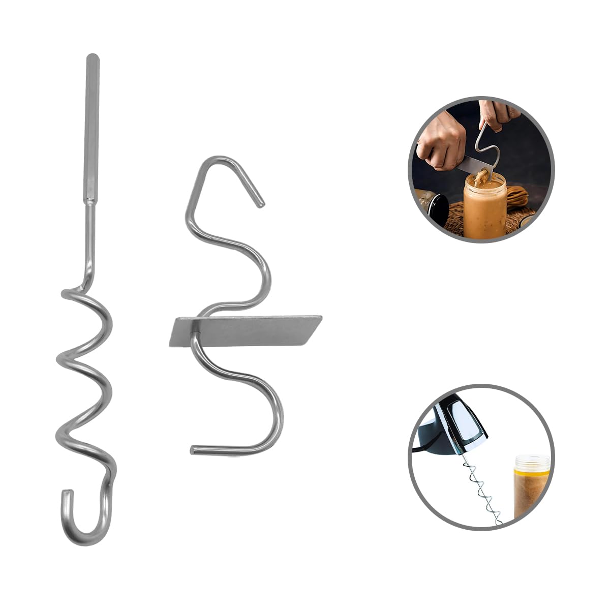 2 Pcs Peanut Butter Stirrer,1 Pcs Peanut Butter Stirrer Tool for Most Powered Hand Mixers and Drills,1 Pcs Peanut Butter Mixer for Manual,Stirrer Tool for Peanut Butter and Nut