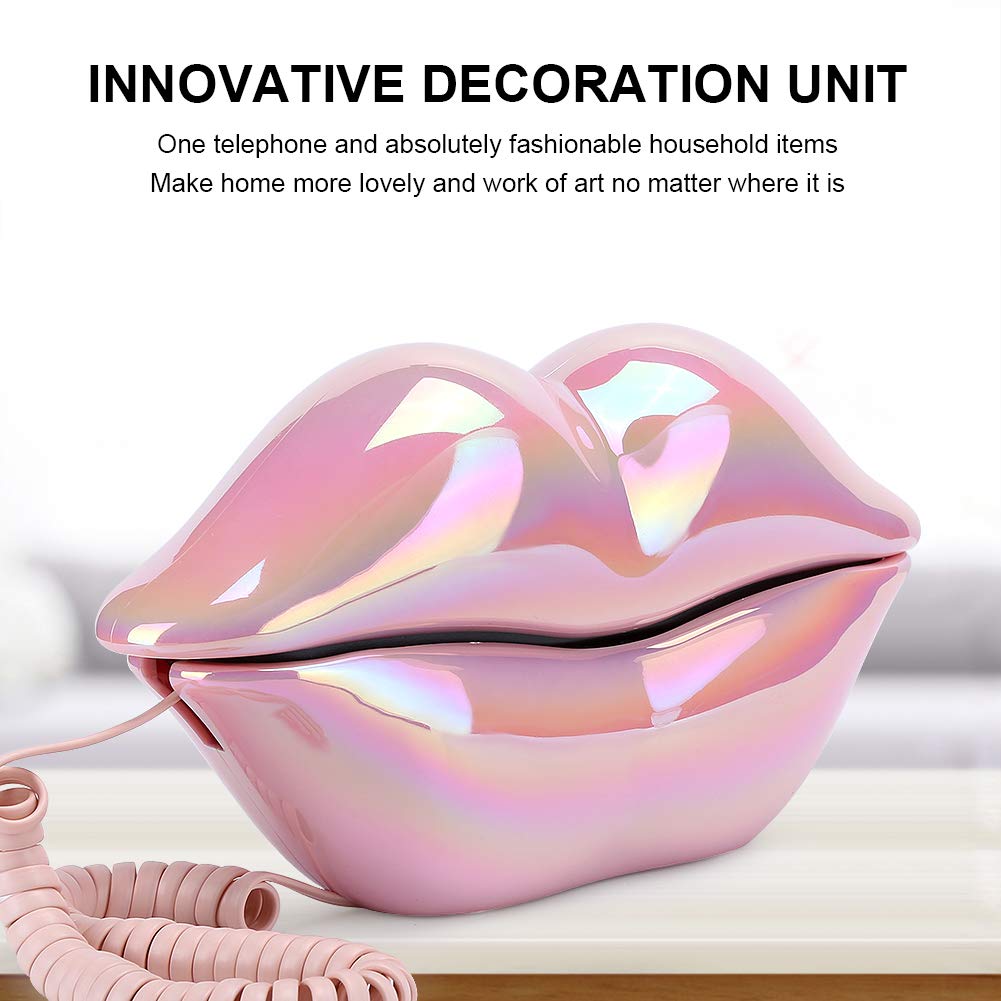 Corded Sexy Lip Telephone, Real Work Mouth Landline Phones, Wired Lip Phone for Decoration/Home/Office/Art Decor