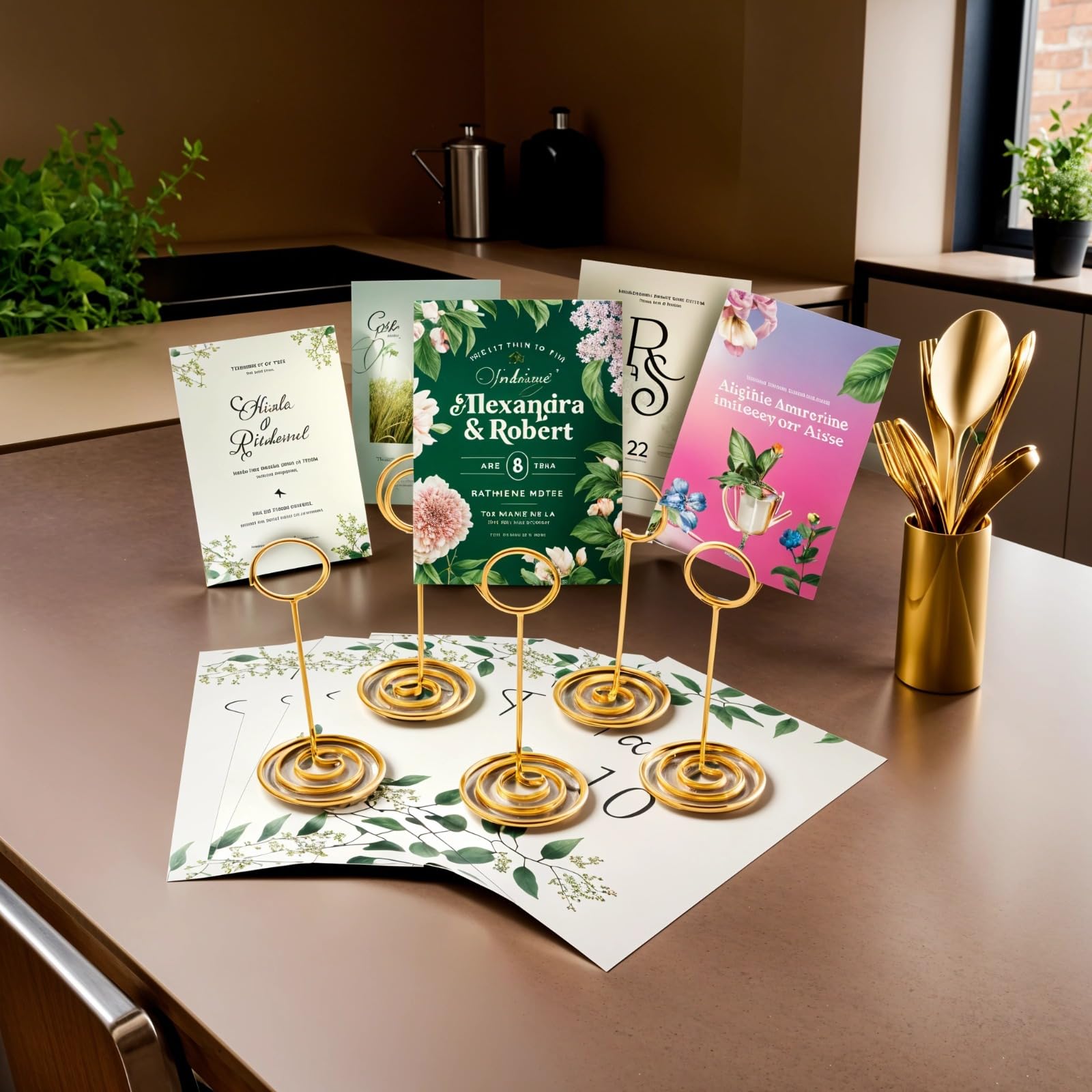 10Pcs Gold Table Number Holders with 10 Table Numbers Cards - 3.35 Inch Table Number Stands β Name, Picture, Place Card Holder for Centerpieces, Wedding Reception, Birthday, Restaurant & Parties