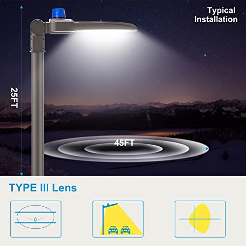 150W Parking Lot Lights 21000Lm (Eqv 600W HM/HPS) Daylight LED Parking Lot Lights with Photocell, ETL LED Pole Light IP65 Waterproof with SlipFitter Mount Energy Saving 1100KW*2/Y(5Hrs/Day)-2Pack