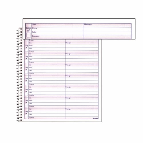 Adams Voice Mail Log, 8 1/4 x 8 1/2 Inch, Spiral Bound, 120 Forms per Book, White (S8796)