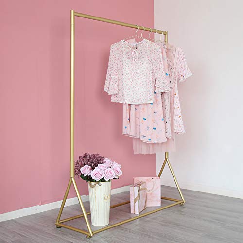 IronFashion Gold Clothing Rack, Boutique Display Clothes Rack with Wheels, Modern Garment Rack for Retail Use (47.24" L)