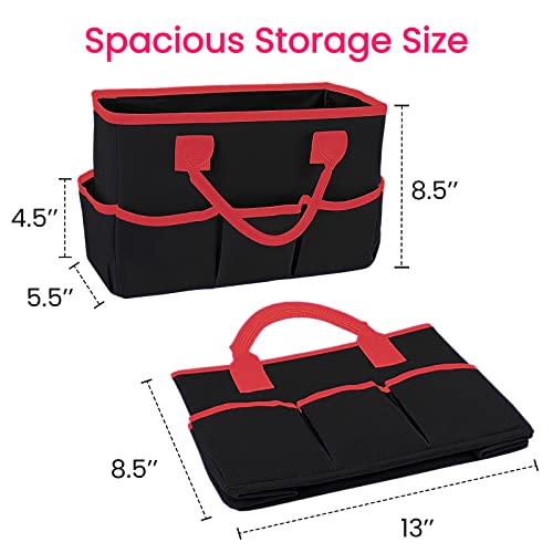 Godery Desktop File Folder Tote and Stock Organize, Fundamentals Art Organizer Storage Craft Tote Bag for Office Desk Organize, Make-up Storage Tote with Handles for Travel or Daily Use, Black