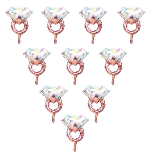10Pcs Mini Diamond Ring Foil Balloons Inflatable Wedding and Engagement Anniversary Party Decoration