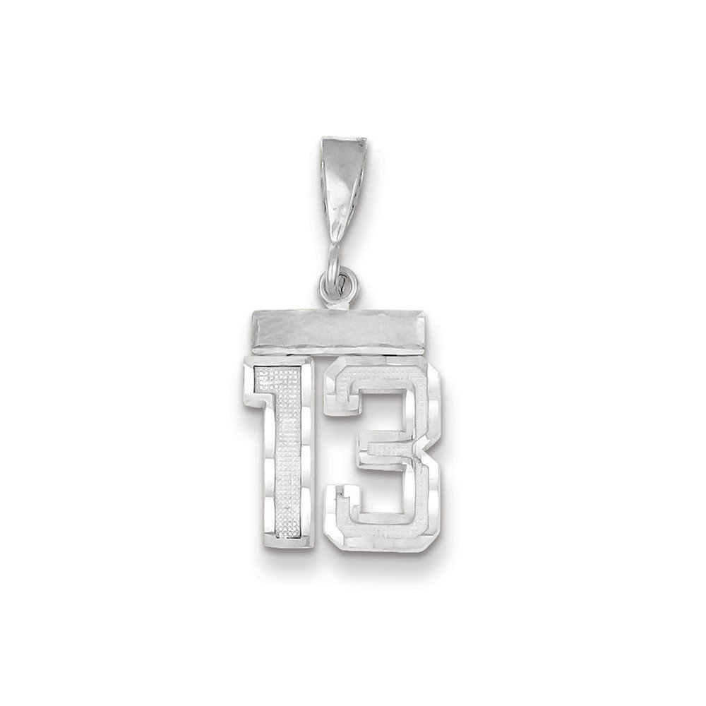 14k White Gold Small Diamond-cut Number 13 Charm Pendant