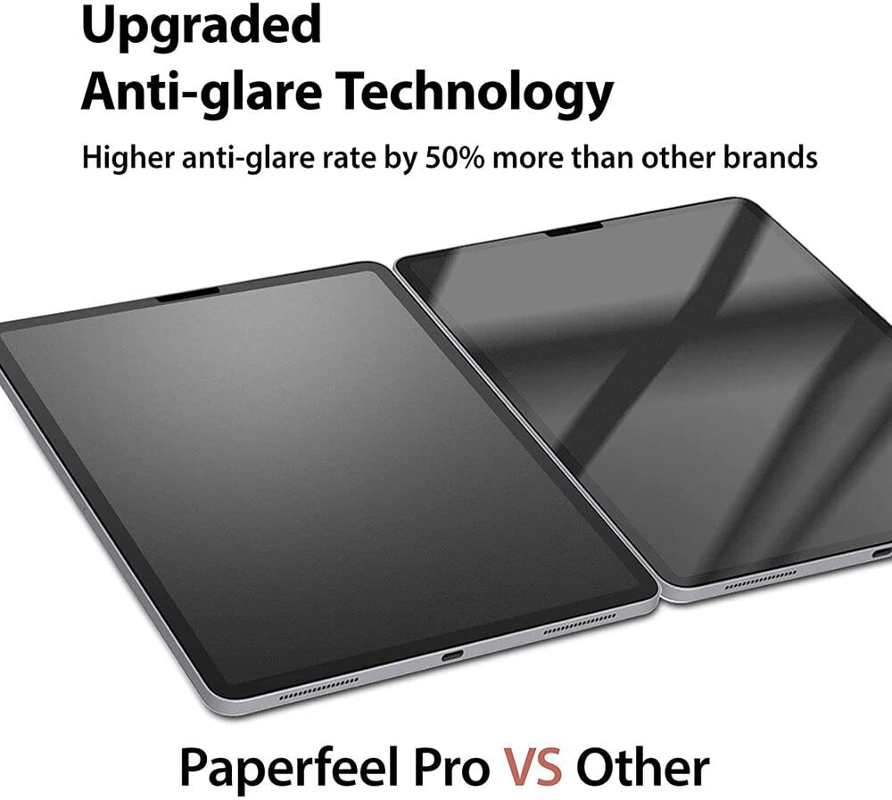 BERSEM Paperfeel Screen Protector [Paperfeel Pro] Compatible with iPad Pro 12.9 inch (2021/2020/2018) Removable & Reusable, Anti-Harmful Blue Light, Anti-Glare, Anti-Fingerprints & Smudging - Black