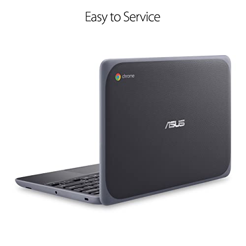 ASUS 2022 Newest Chromebook Laptop, 11.6 inch HD Display, MediaTek Quad-Core Processor, 4GB RAM, 32GB eMMC, 256GB MicroSD Card, 180 Degree, Dark Grey, Education, Chrome OS, Bundle with JAWFOAL