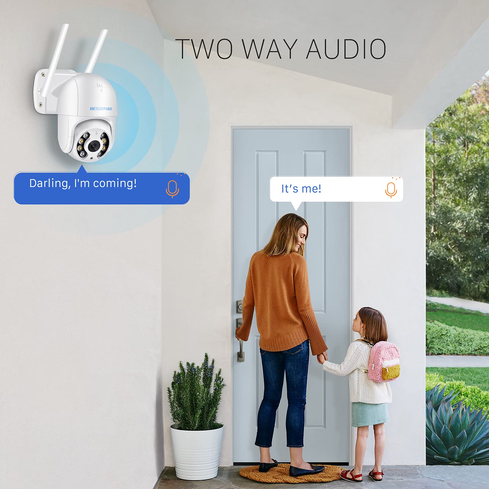 BESDERSEC Security Cameras Wireless Outdoor, Waterproof Cameras for Home Security 360° Panoramic with Night Vision,2-Way Audio,Motion Detection(3MP + 32G TF Card)