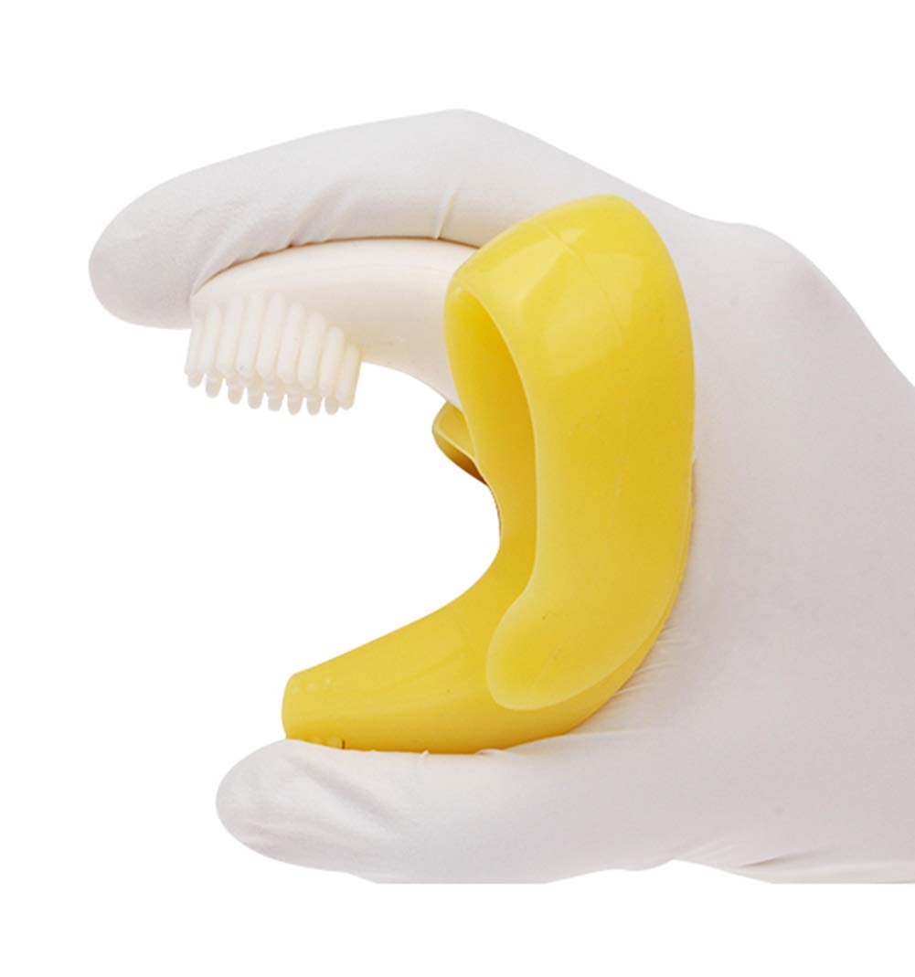 AKOAK 1 Pack Silicone Baby Toothbrush, Stereo Banana Styling Baby Training Toothbrush