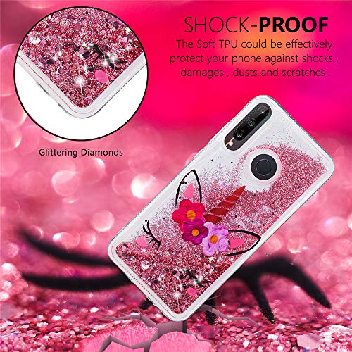 ISADENSER Huawei P40 Lite e Case Huawei Y7P 2020 Case Clear TPU Glitter Stylish With 3D Love Quicksand Shiny Flowing Liquid Litetective Cover Compatible with Huawei P40 Lite e / 7P Sleeping Unicorn XY