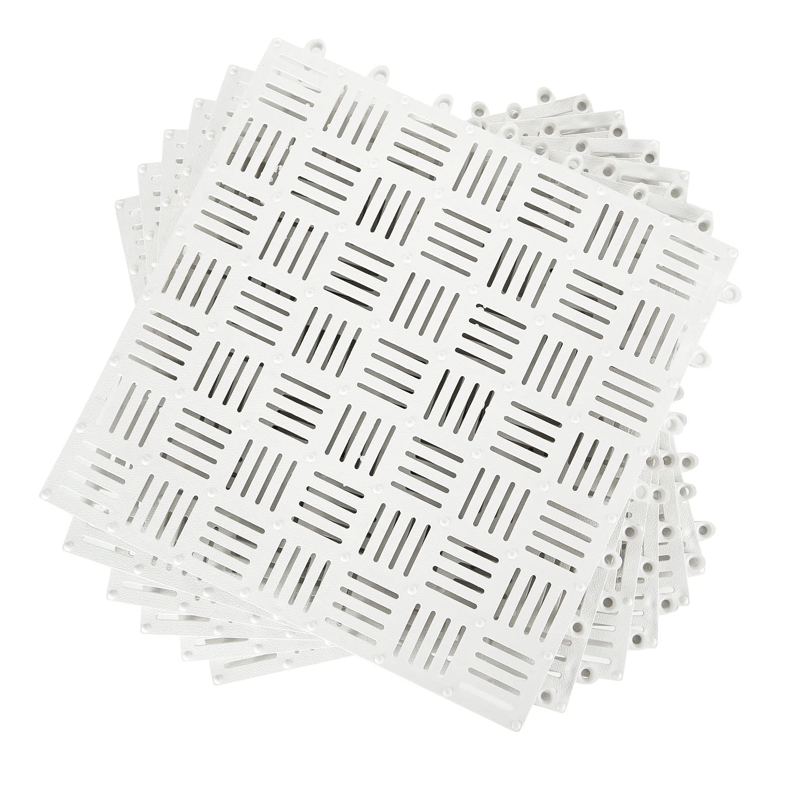 12Pack 12" x 12" Interlocking Rubber Floor Tiles PVC Drainage Mat Pool Mats for Floor, Modular Interlocking Cushion Mat Shower Mat Non Slip for Bath, Deck, Drain, Pool, Patio, Balcony, Kennel, Gray