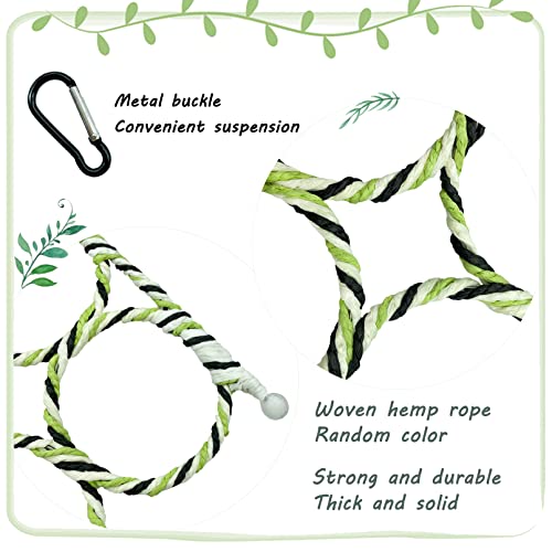 Bird Hemp Rope Net Swing,Parrot Perch Climbing Rope Ladder,Hammock Hanging on Parakeet Cage wiht 2 Hooks,Chew Toys for Greys Cockatoo,Cockatiel,Conure,Lovebirds,Canaries,Little Macaw 13.8" x 23.6"
