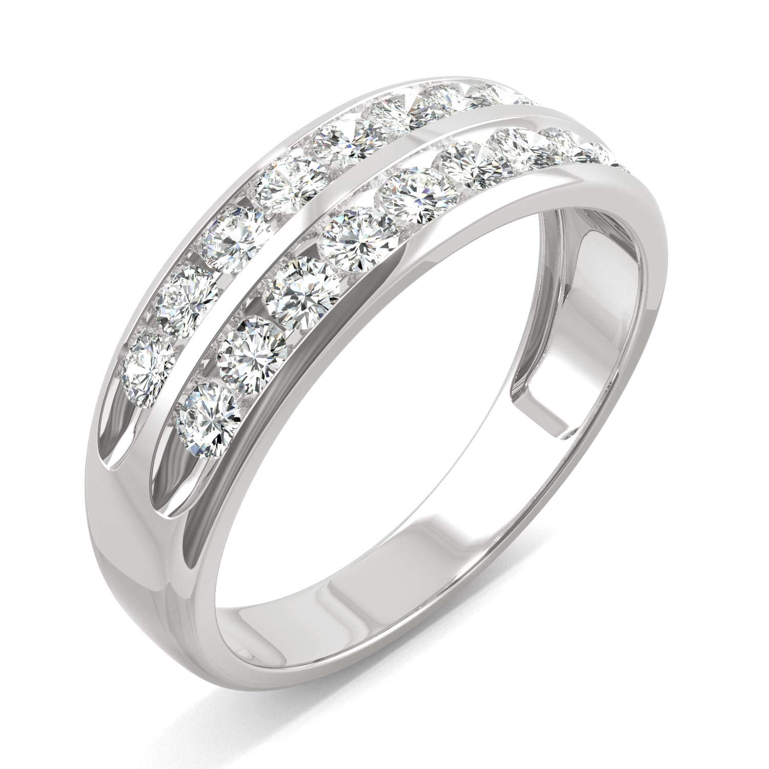 14K White Gold Moissanite by Charles & Colvard 2.2mm Round Band-size 6 0.72cttw DEW