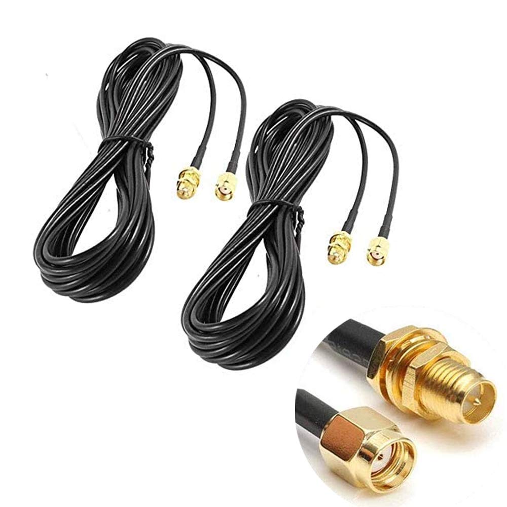 CORONIR 2Pack 33ft WiFi Antenna Extension Cable RP-SMA Male to Female Connector for Wireless LAN Router Bridge Wireless Network Card Security IP Camera