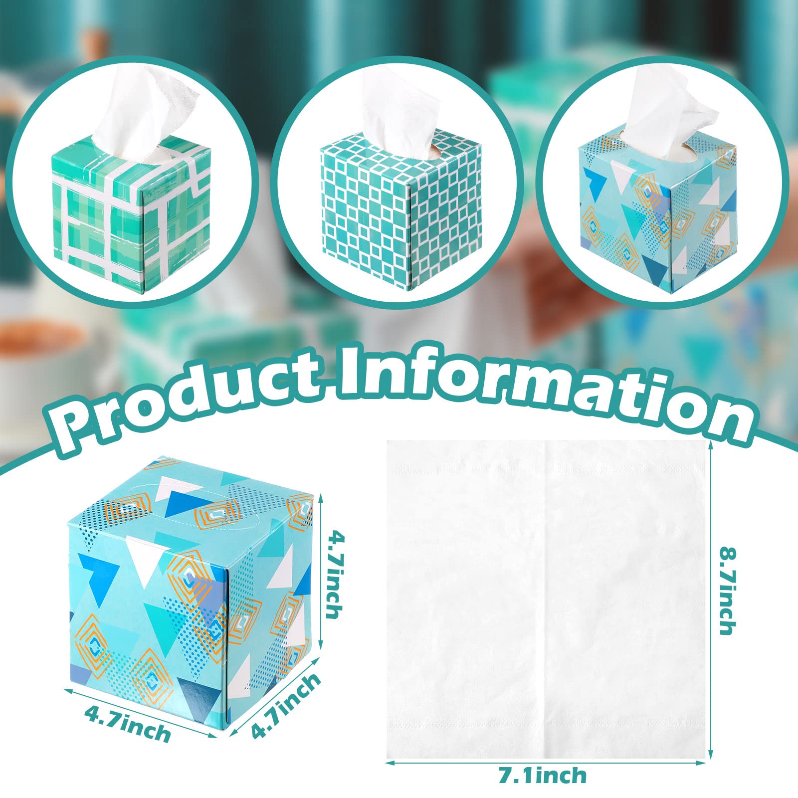 12 Pieces Facial Tissues Cube Boxes 2 Ply Soft Tissue Boxes Travel Tissue Bulk Toilet Tissues Car Tissues Travel Tissue Packs Facial Box Tissues Pack Upright Face Tissue Box (Geometric)