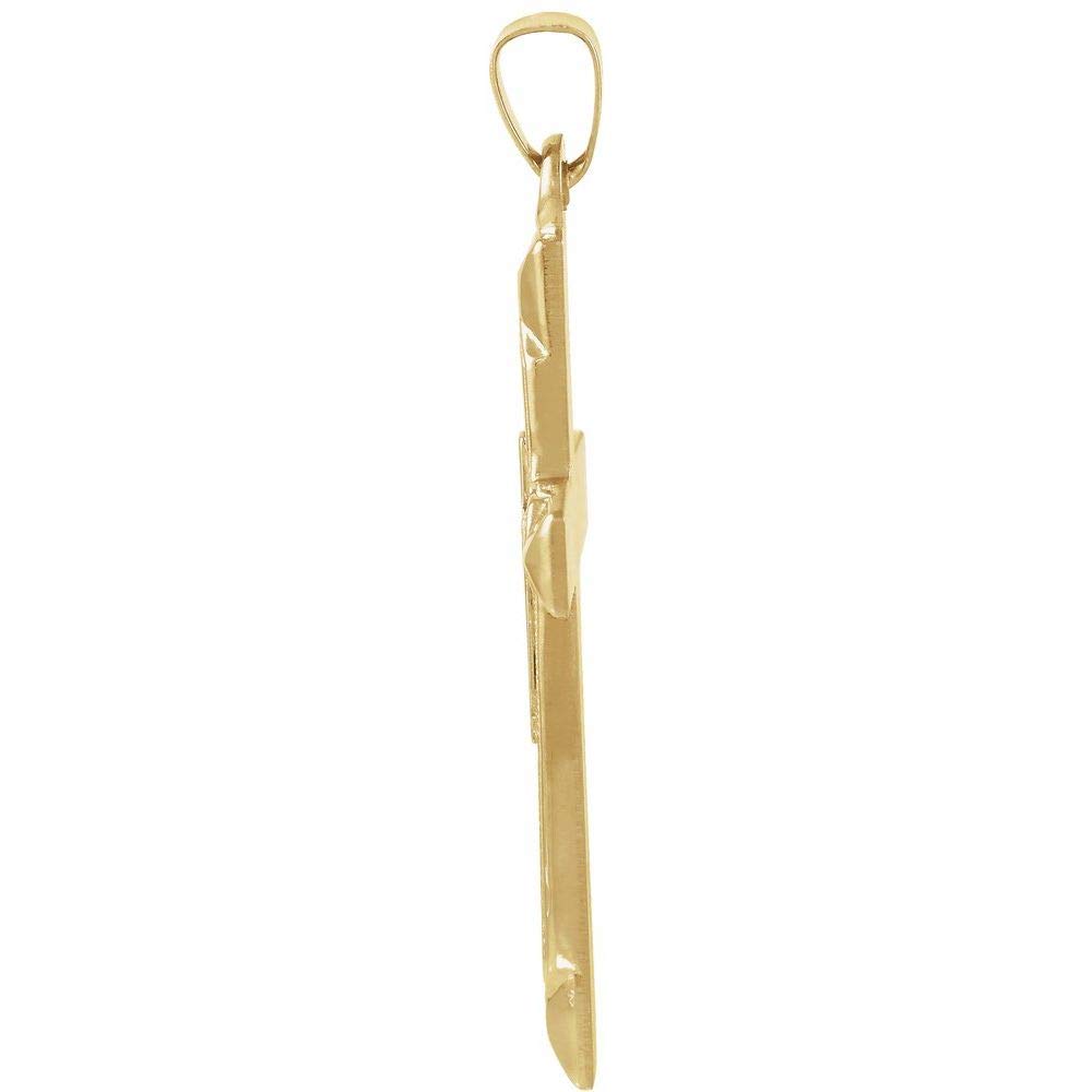 14k White and Yellow Gold Two Tone 29x19mm Hollow Cross Crucifix Charm Pendant (29mm x 19mm)