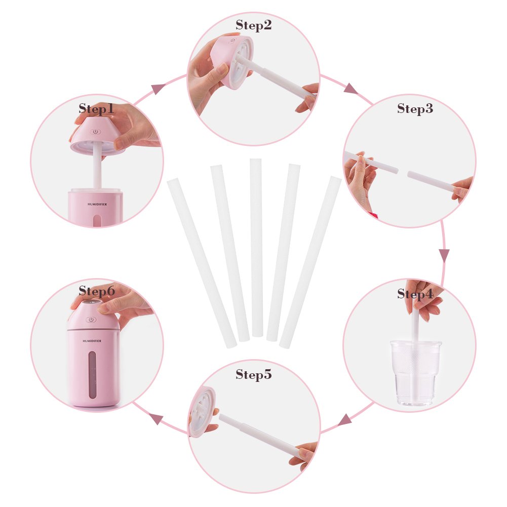 10Pcs Humidifier Sticks, Cotton Filter Refills Humidifier Replacement Wicks for Mini Portable Personal USB Powered Humidifiers in Office Bedroom
