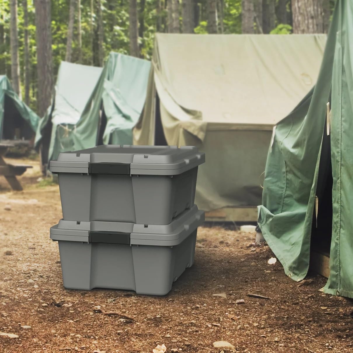 12 gal Plastic Utility Storage Tote, Gray, 6 Pack
