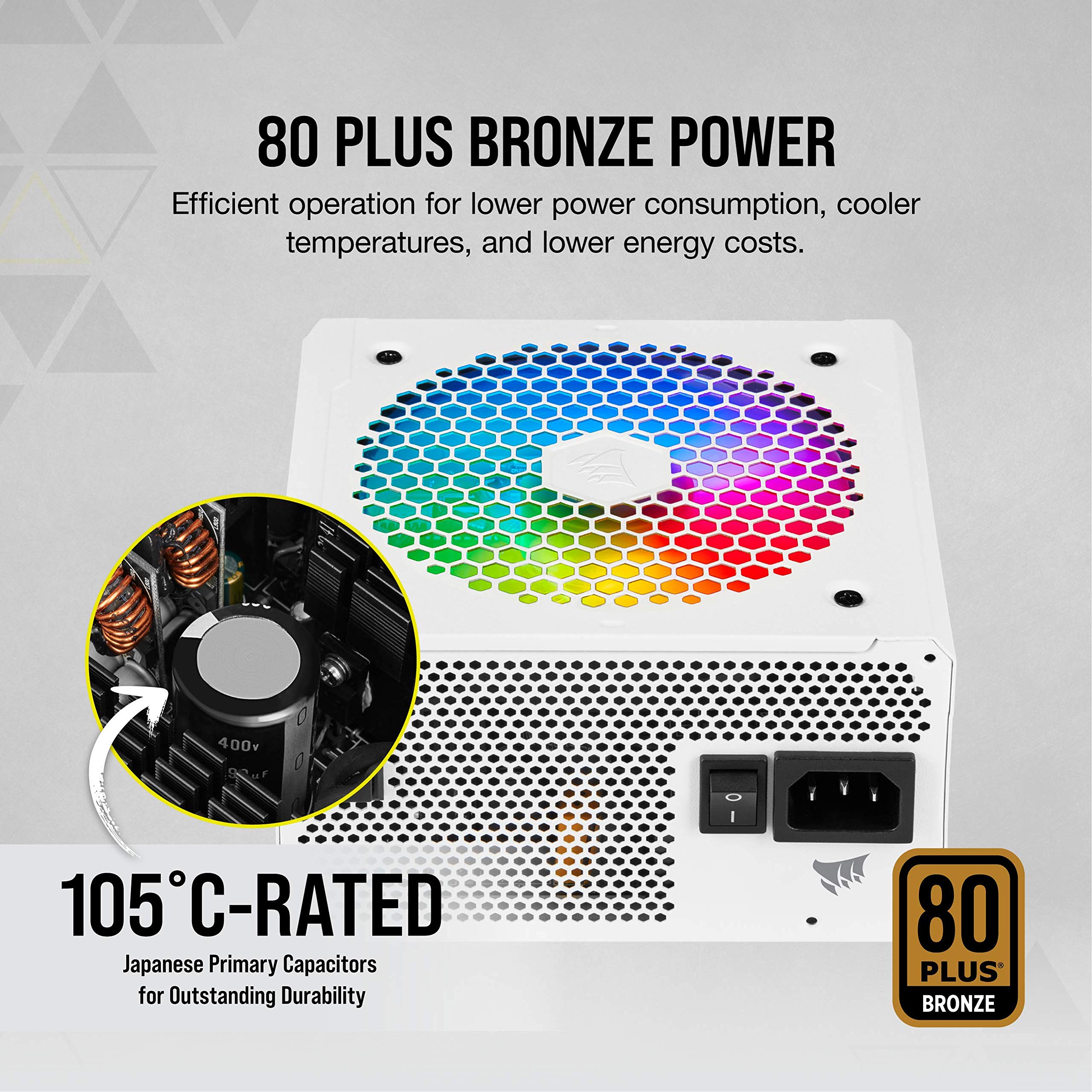 Corsair CX750F RGB, 750 Watt, 80 PLUS Bronze, Fully Modular RGB White Power Supply