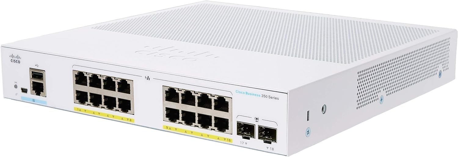 Cisco Business CBS350-16P-2G Managed Switch | 16 Port GE | PoE | 2x1G SFP | Limited Lifetime Protection (CBS350-16P-2G-NA)