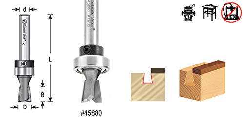 Amana Tool - 45884 Carbide Tipped Keller Dovetail 7 Deg x 5/8 Dia x 1" x 3/8 Shank wit
