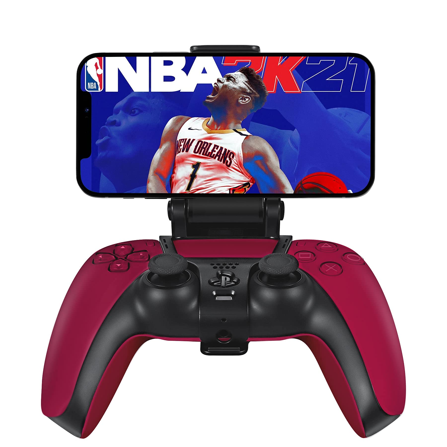 2 Pack PS5 Controller Phone Clip Mount for Mobile Remote Play, Foldable Stand Holder Game Clamp Bracket Grip for DualSense 5 Controller Compatible with Smart Android/iOS Mobile Phones, Black