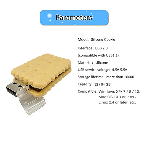 32GB USB Flash Drive Cookie-Shaped, BorlterClamp Novelty USB Drive Thumb Drive Memory Stick for External Data Storage