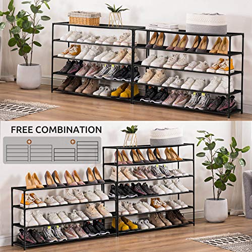 Apicizon 10 Tiers Shoe Rack, 50 Pairs Shoe Storage Organizer, Non-Woven Fabric Metal Shoe Shelf Tower, Shoe Rack Organizer for Closet/Entryway/Garage, Black
