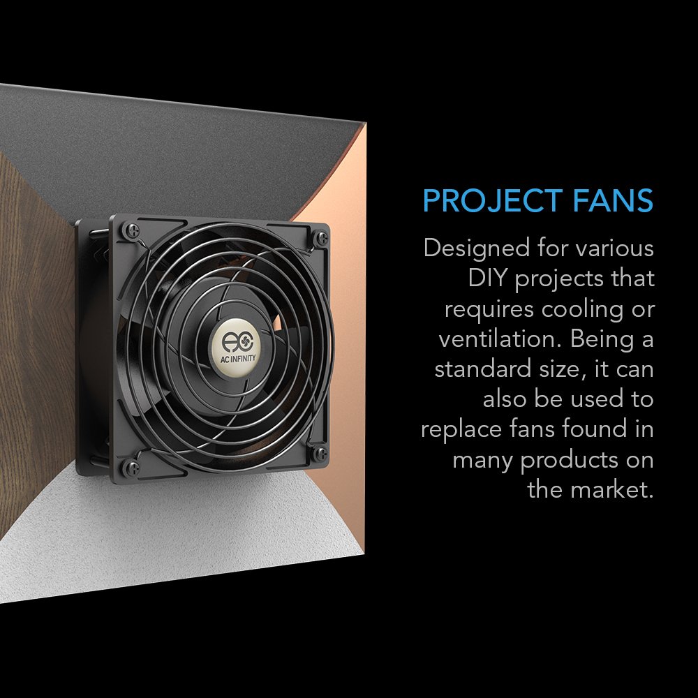 AC Infinity AXIAL LS1238, Quiet Muffin Fan, 120V AC 120mm x 38mm Low Speed, UL-Certified for DIY Cooling Ventilation Exhaust Projects
