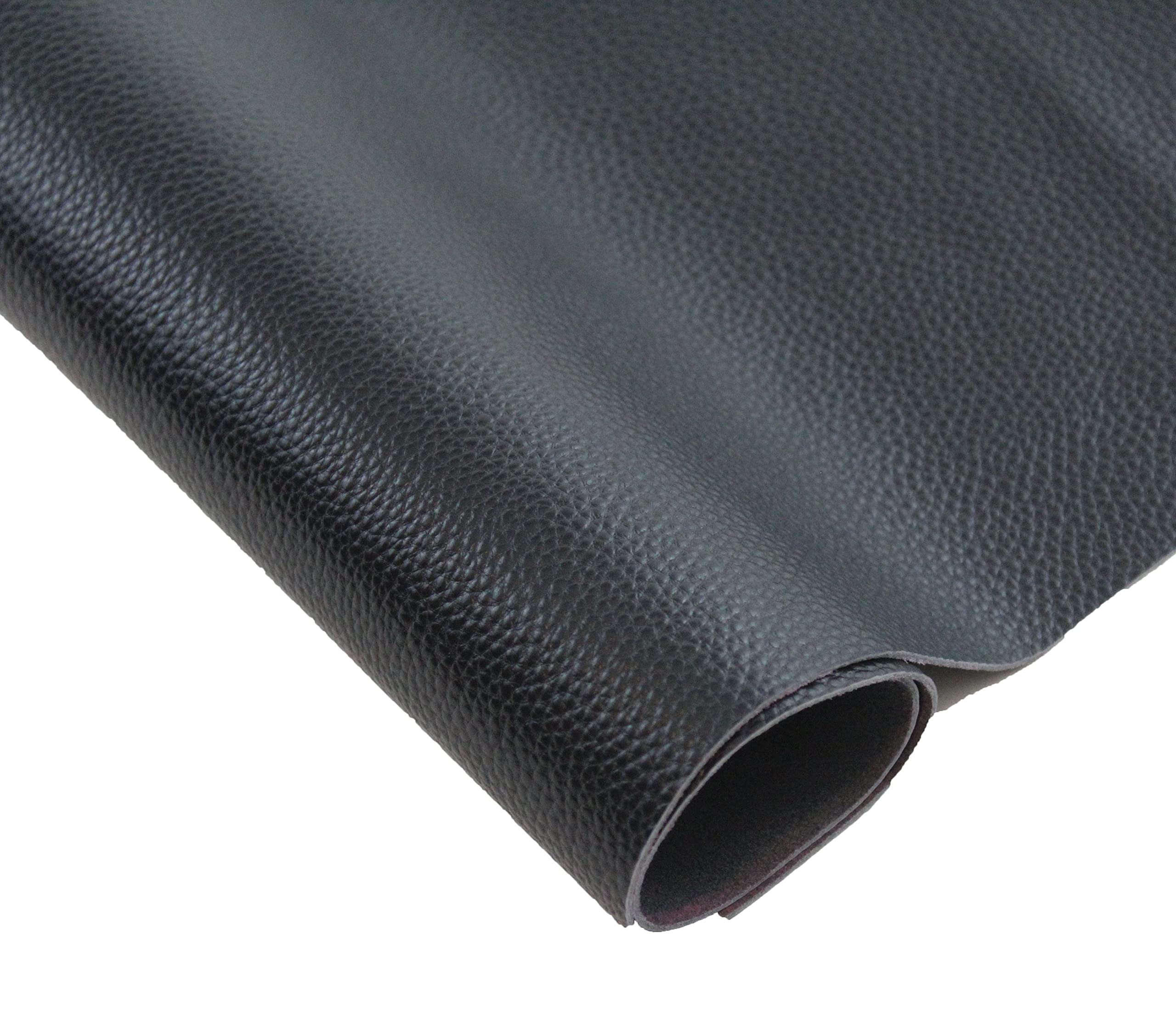 16 SQFT Top Grain Cowhide Black Leather for DIY, Sewing, Crafting, Tooling, Furniture and Upholstery with Embossed Texture – Thickness 1mm and 2-3 oz