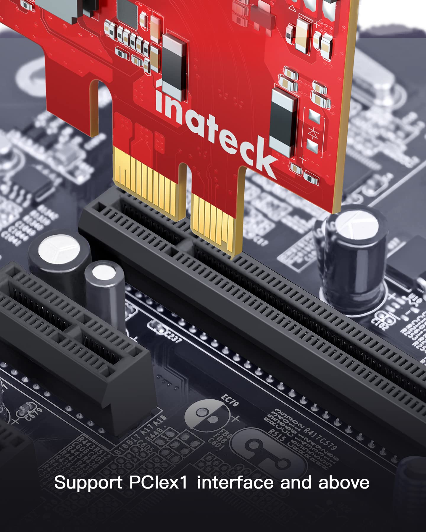 Inateck PCIe to USB 3.2 Gen 2 Extension Card with 5 Ports 8 Gbps Bandwidth,No External Power Source Required, RedComets U25
