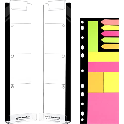 Computer Monitor Message Board Monitor Memo Board Monitor Stick Note Holder Message Memo Panel with Color Stick Notes for Computer Screen Phone Holder (Classic Style)