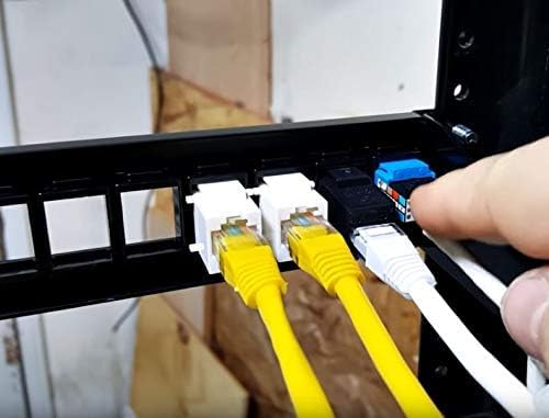 Cat5e Keystone Ethernet Wall Jack Punch Down UTP 45-Degree (Easier Termination Than 90-Degree), RJ45 Slim Profile Speed Termination 45° Angled Blue (50 Pack)