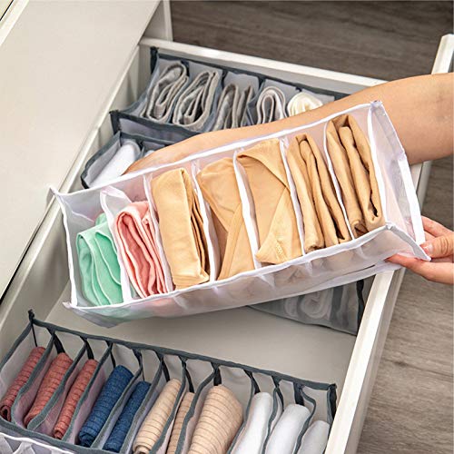 HUAJUHUI L&Z Grid Underwear Storage Collapsible Box, Foldable Drawer Organizer Divider Closet Storage Box for Underwear Bra Sock, Can Be Independently Placed(6+7+11 Cells)