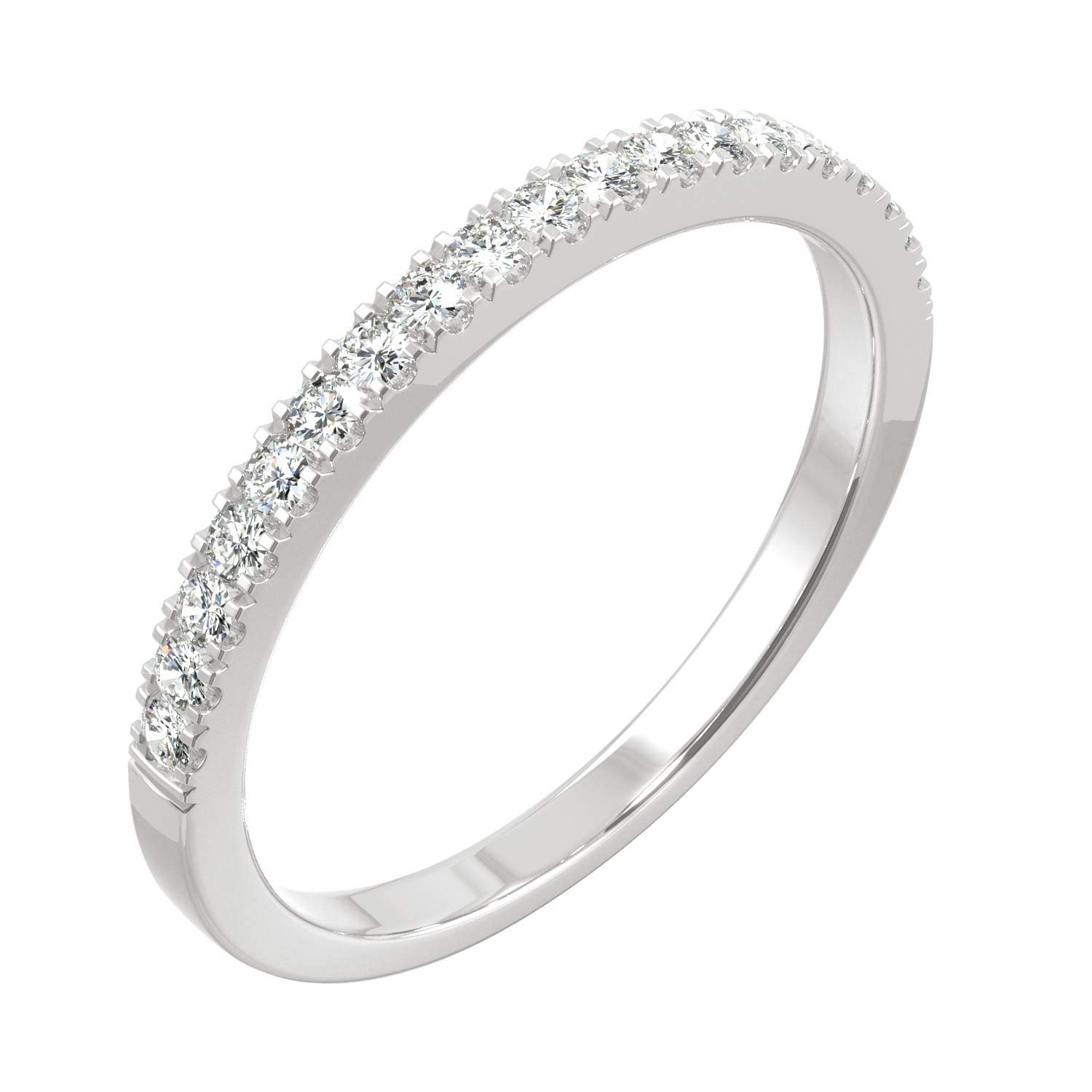14K White Gold 1.5mm Round Moissanite Wedding Band-size 9 0.29cttw DEW by Charles & Colvard