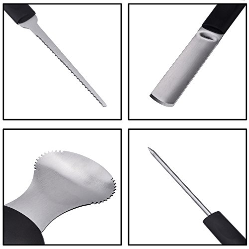 Antner Pumpkin Carving Tools Kit, 4 Pieces Heavy Duty Stainless Steel Carving Tools Set and 6 Pieces Halloween Pumpkin Carved Stencils Stickers