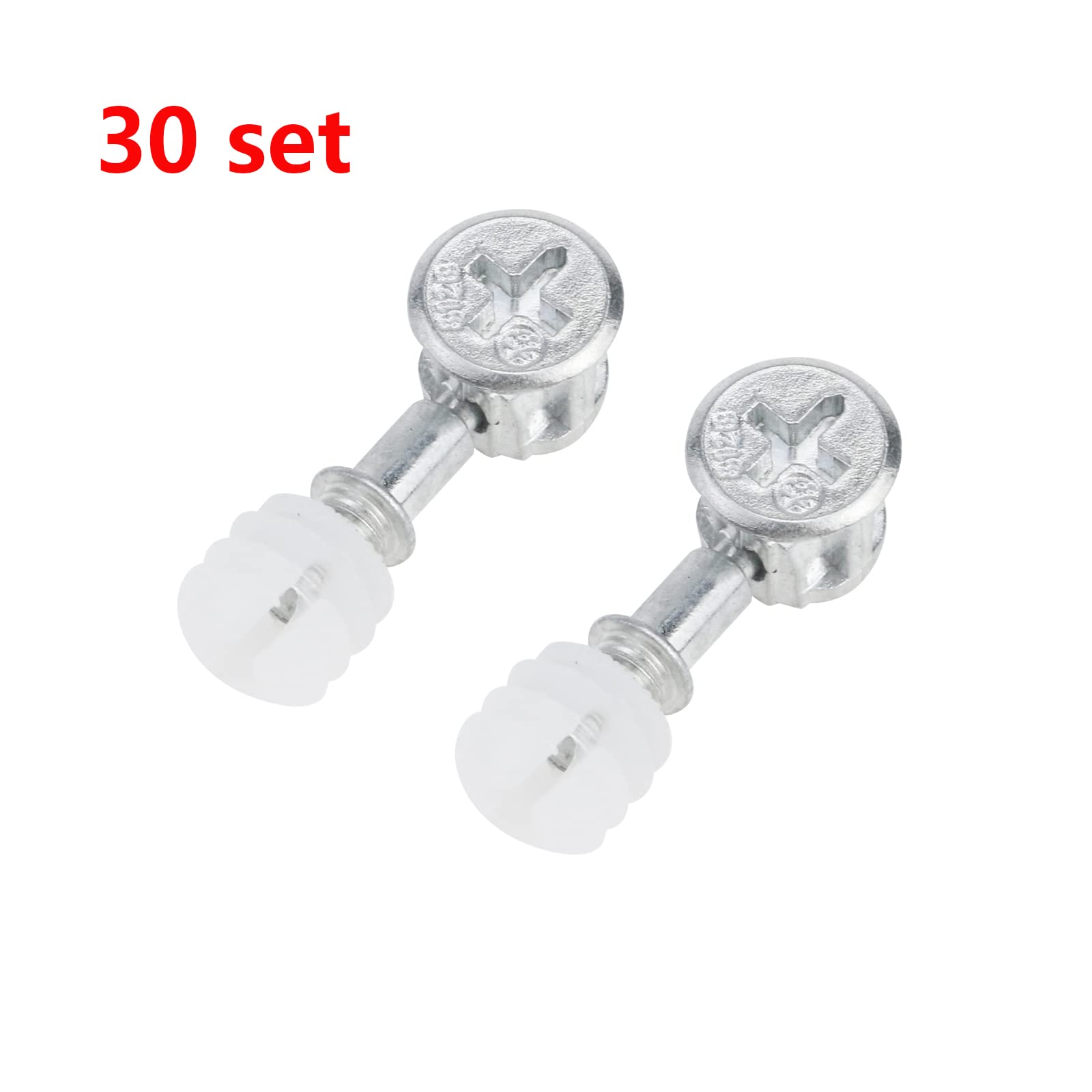 Antrader Furniture Side Knock Down Furniture Cam Lock Connecting Fitting Pre-inserted Nut Dowels connector Assembly 30 Sets (812 Fitting+25mm Fitting Screw+Open colloid)