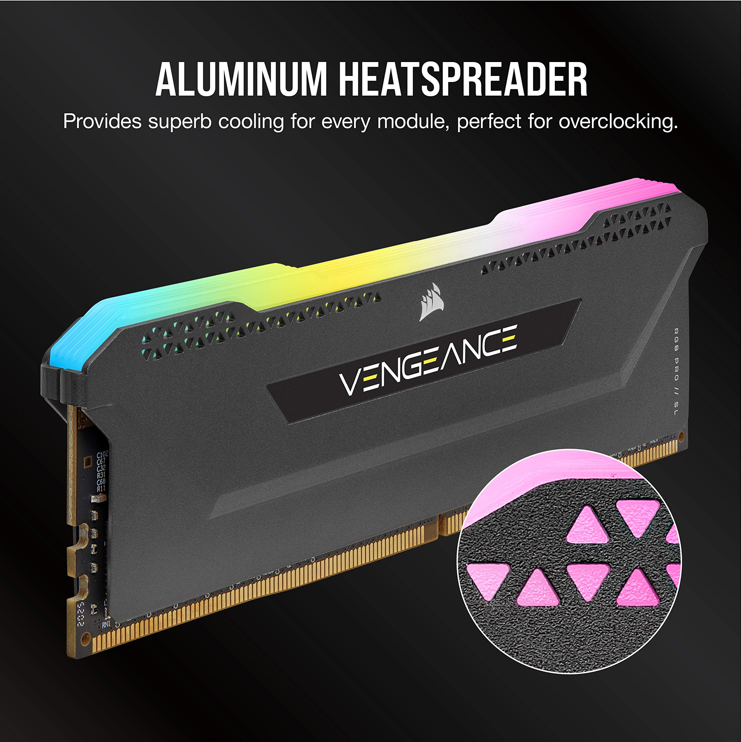Corsair Vengeance RGB Pro SL 128GB (4x32GB) DDR4 3200 (PC4-25600) C16 1.35V Desktop Memory - Black (CMH128GX4M4E3200C16)