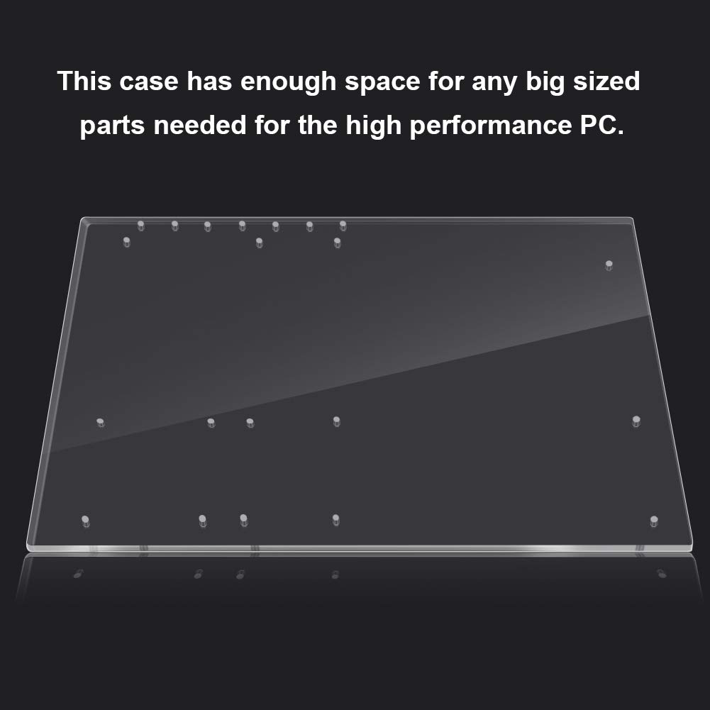 ATX PC Open Frame ATX Test Bench Motherboard Overclock Computer Case DIY Mod Base Chassis for ATX Mothboard, 4mm Transparent Acrylic Frame PC Test Bench for Testing, Overclocking or Gaming