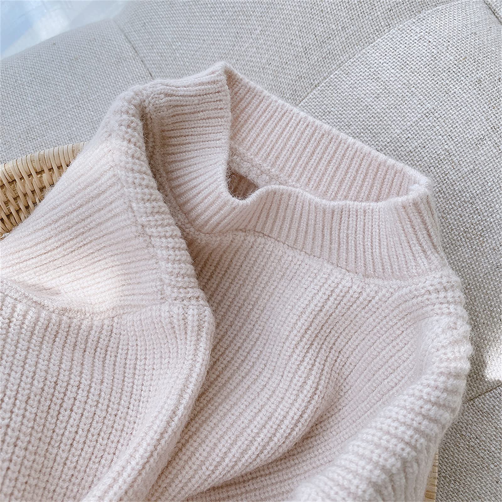 CIYCUIT Toddler Baby Girl Boy Sweater Fall Winter Warm Long Sleeve Knit Chunky Oversized Sweater Cream 6-12 Months