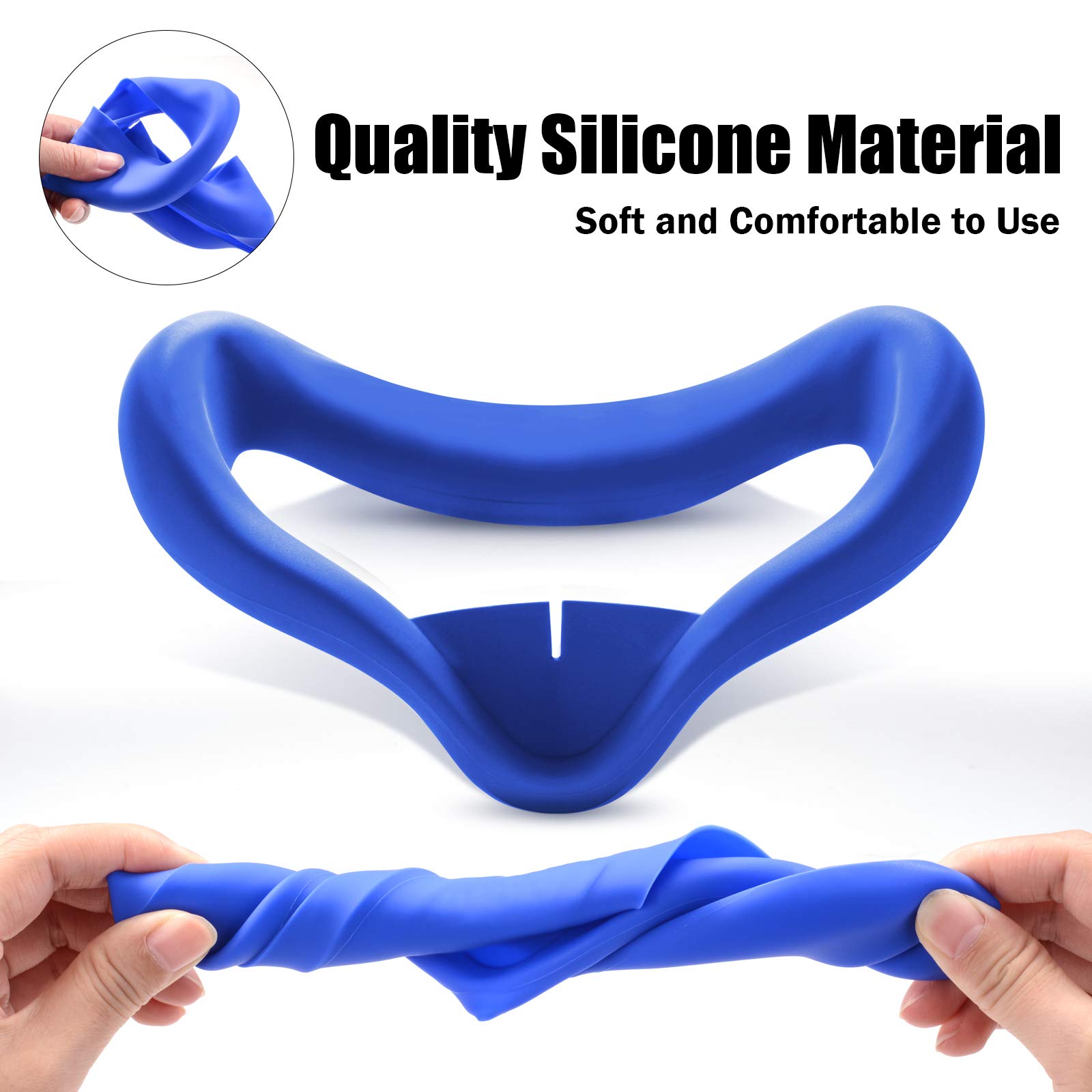 10PCS Set VR Silicone Face Cover Compatible with Oculus Quest 2 Accessories, Sweat-Proof Lightproof Non-Slip Washable Replacement (Blue/Black/Red/White),Len Protector,Disposable Eye Cover