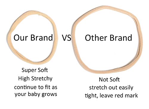 catin Super Soft Nude Nylon Headband For Newborn Baby Kids, High Stretchy, 20 Pcs For DIY Crafts