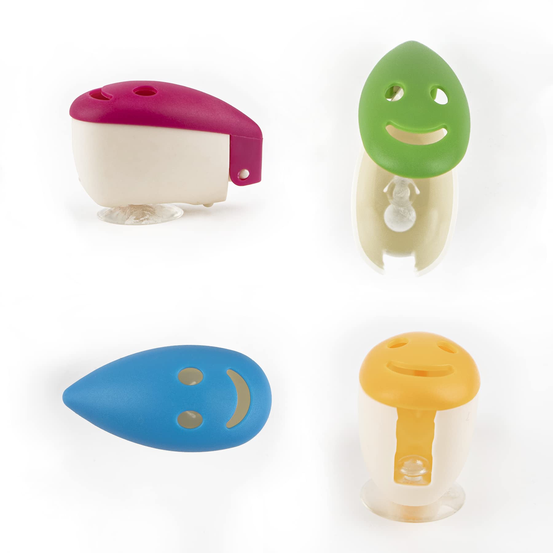 AUEAR, 8 Pack Happy Face Toothbrush Head Cover Cap with Suction Cup Cute Portable Protective Covers Case for Home Travel Outdoor Camping 4 Colors