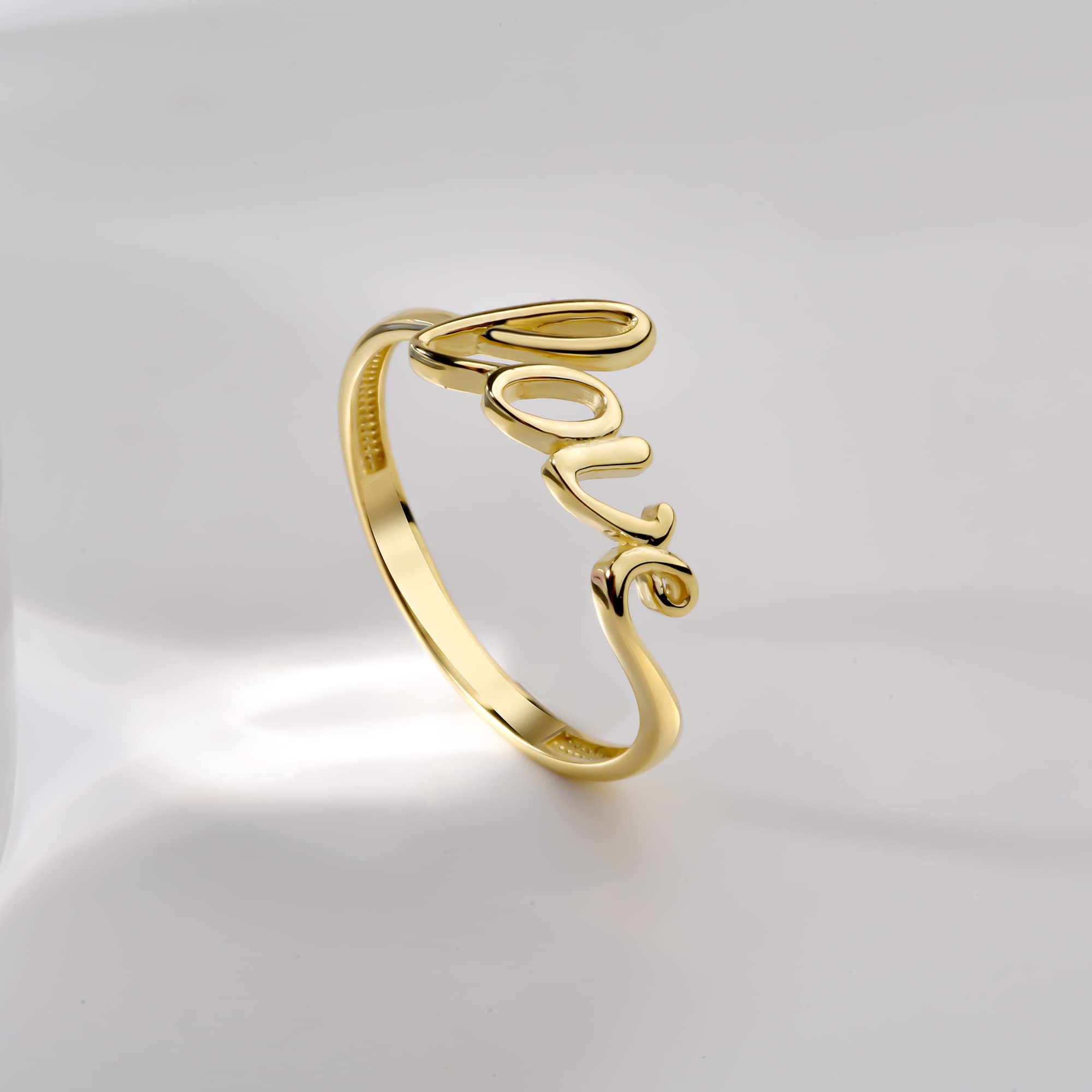 10K Solid Gold Love Rings Stacking, Dainty and Elegant Love Gift Ring - Jewelry Gifts for Women- Available in Different Sizes- 10K Yellow Gold